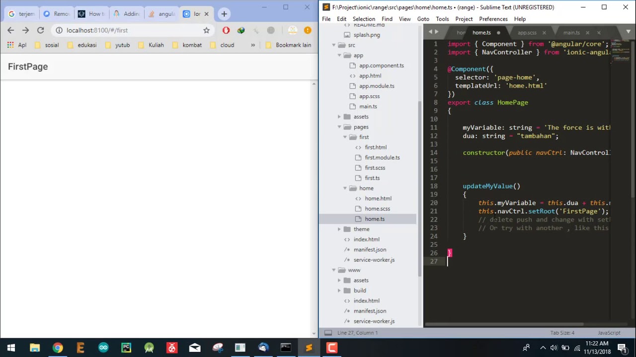Remove back button ionic