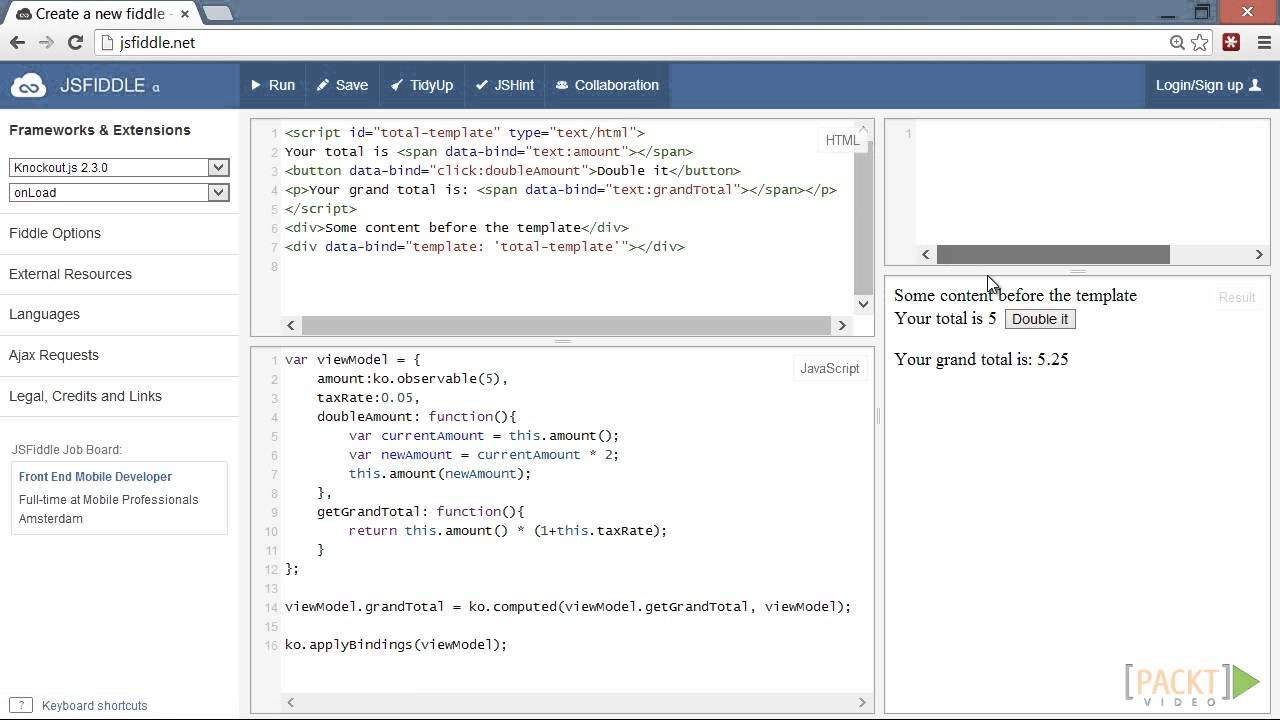 Building a Single Page Web Application with Knockout.js Tutorial: Templating | packtpub.com