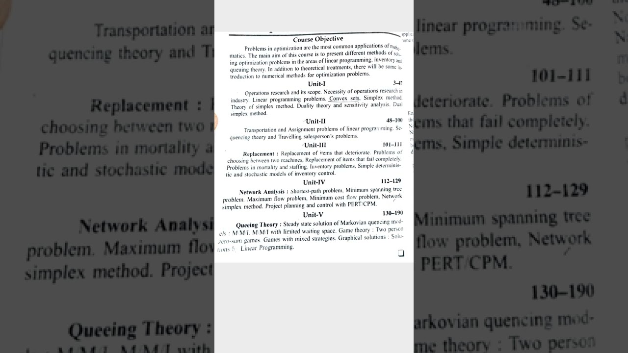 MA/MSc MATH 2nd year Syllabus - Operation Research