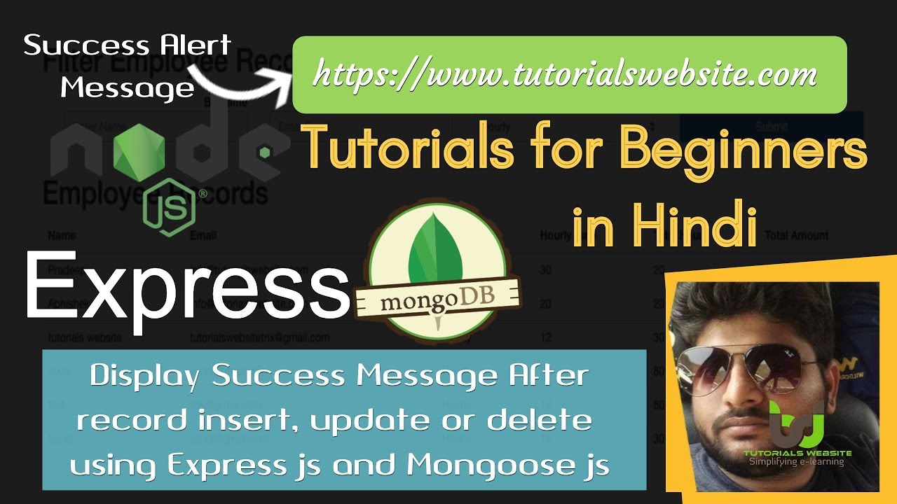 Display success alert message after CURD operation | tutorialswebsite