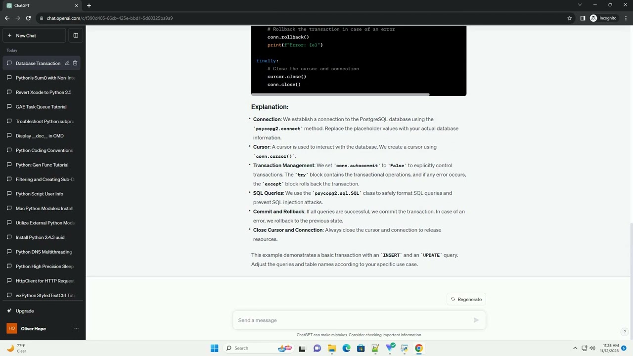 How do I do database transactions with psycopg2 python db api