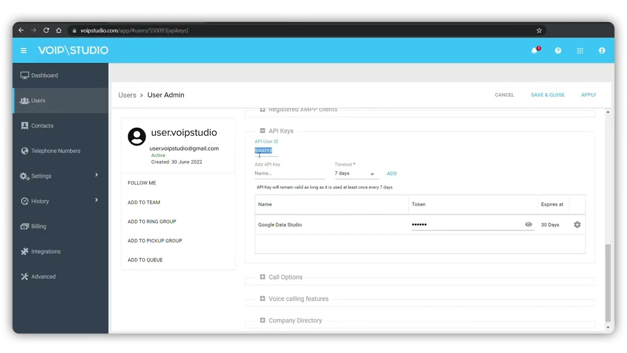 Add VoIPstudio CDR data connector to Google Data Studio