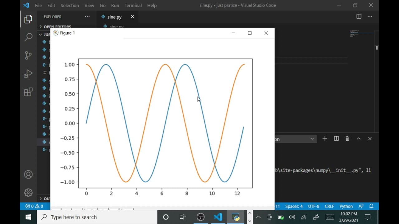 Plotting Sine and cosine Graph using Python programming || Use of Matplotlib and Numpy in Python