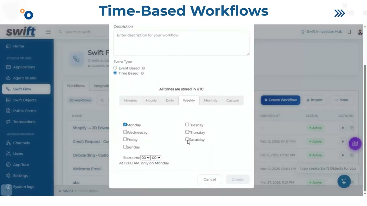 Time Based Workflows - Swift Flow (No-Code + AI)