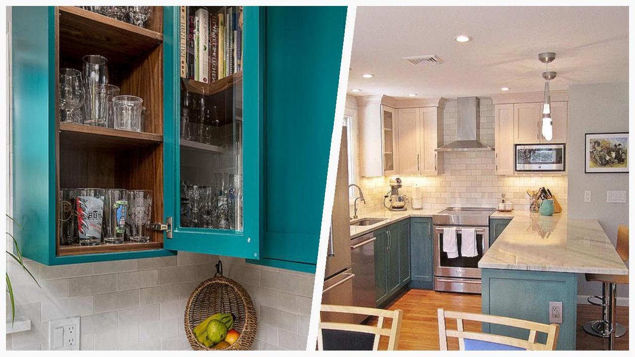 75 Beautiful Kitchen With Turquoise Cabinets And Ceramic Backsplash Design Ideas #80 ✨