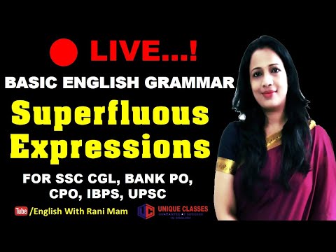 Superfluous Expressions in English Grammar For SSC CGL, Bank PO, IBPS [Hindi] | English By Rani Mam