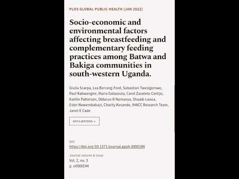 Socio-economic and environmental factors affecting breastfeeding and complementary fe... | RTCL.TV
