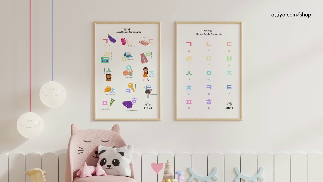 [Digital Download] Hangul (Korean Alphabet) Simple Consonants Poster Set of 2