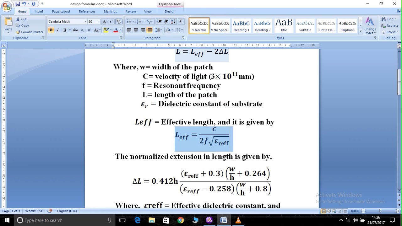 DESIGN EQUATIONS FOR MICROSTRIP PATCH ANTENNA DESIGN (Antenna Design Part-2)
