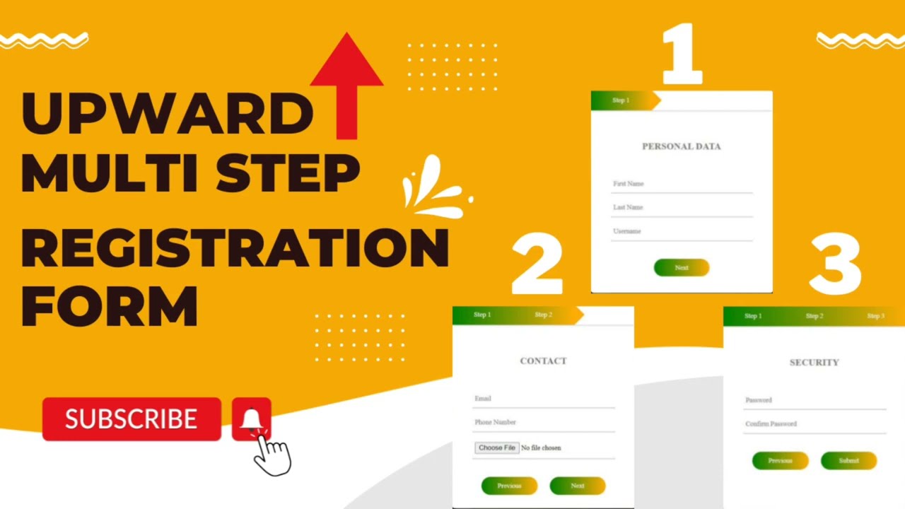 Multi-step Registration form with HTML, JavaScript & CSS