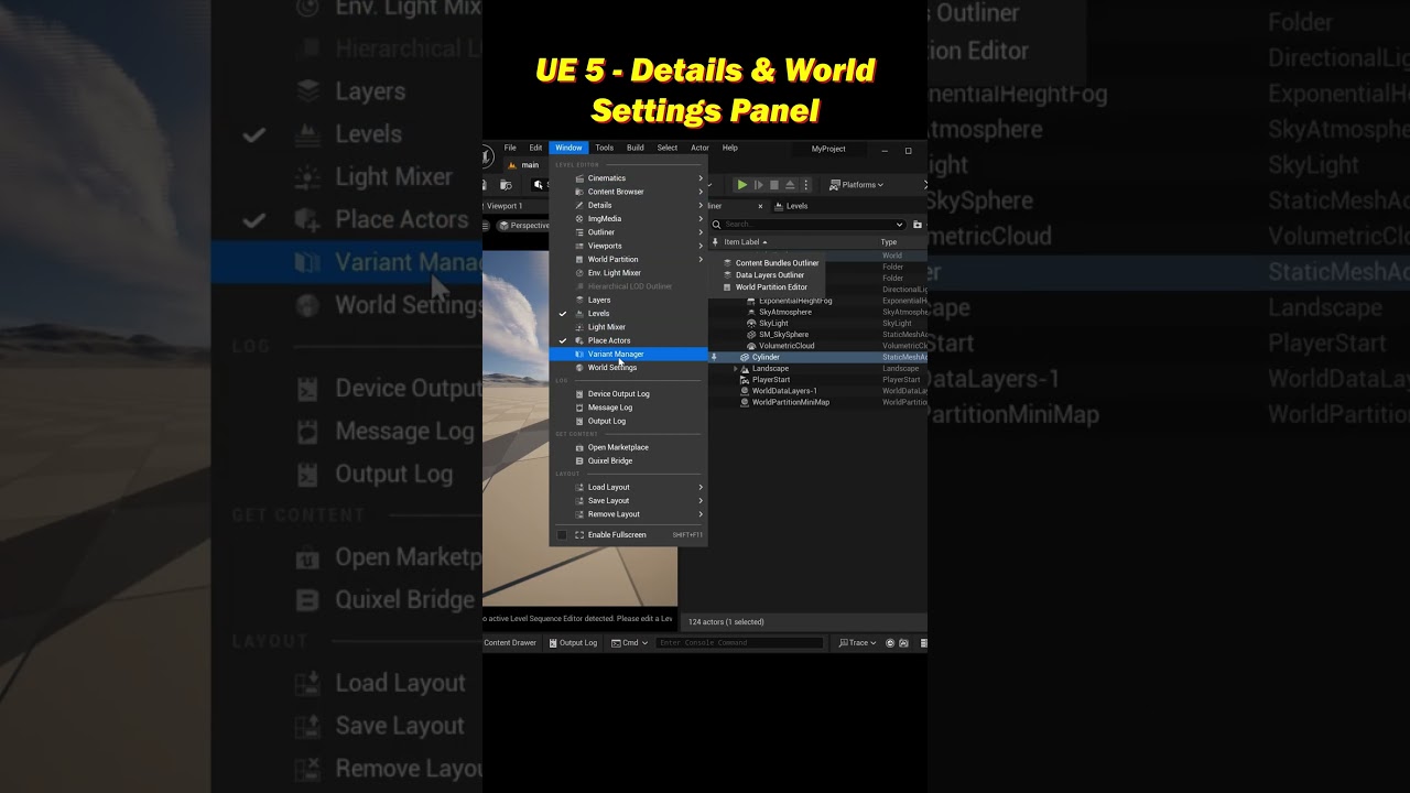 UE 5   how to restore Details & World Settings Panel