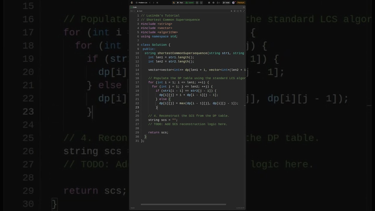 🎀LeetCode Problem 1092🎀 Shortest Common Supersequence