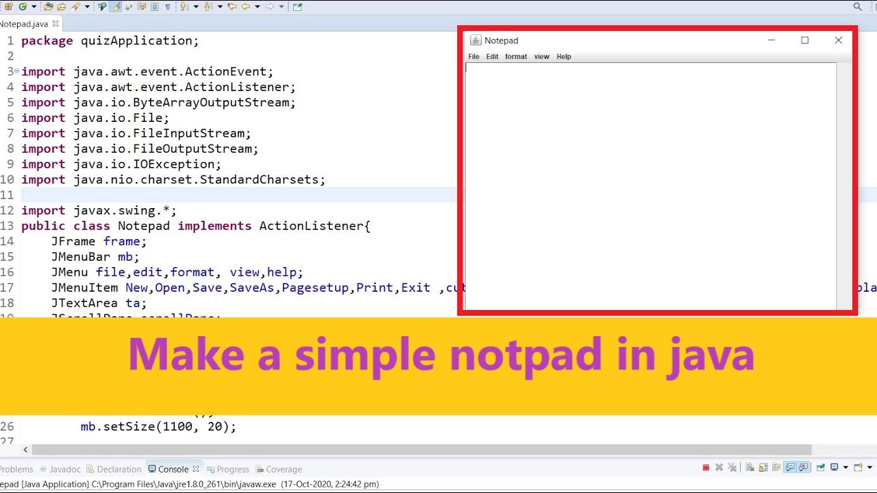 How to make simple notepad application in java | programmer land | simple java project