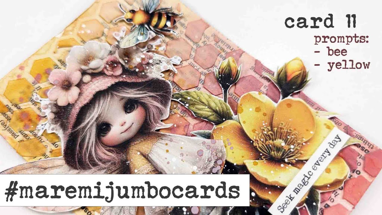 💛 STENCIL background LOVE #maremijumbocards - card (11) - prompts: Bee + Yellow