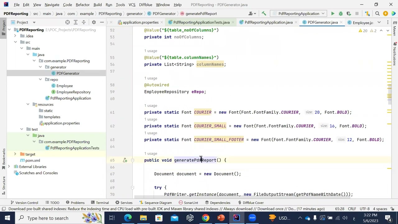Lec28:How To Generate Dynamic PDF Report Using Spring Boot