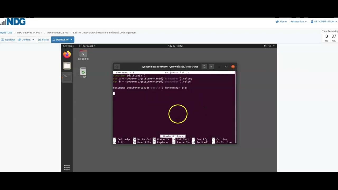 Part 2 Lab 10: JavaScript Obfuscation & Dead Code Injection