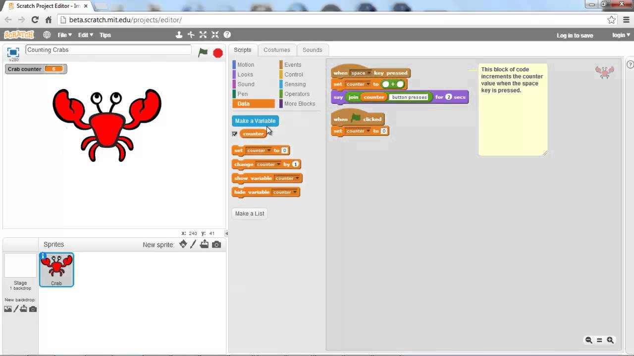 Scratch 2.0 Tutorial - Variables and Lists - 2