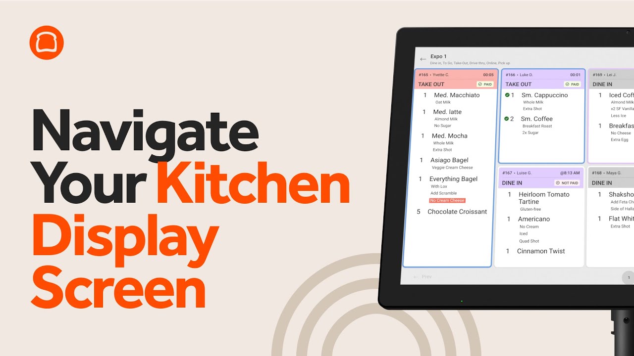 Navigate your Toast Kitchen Display Screen