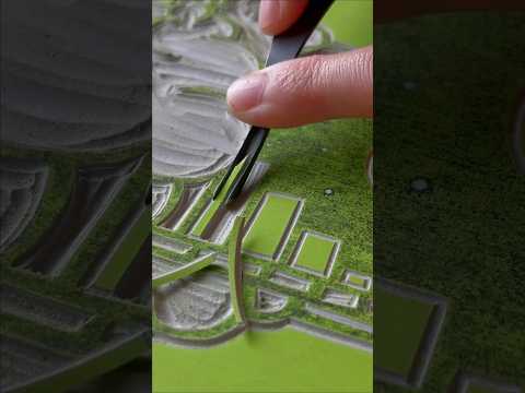My MOST popular linocut carving video! 💚✨ #linocut #printmaking #satisfying #art