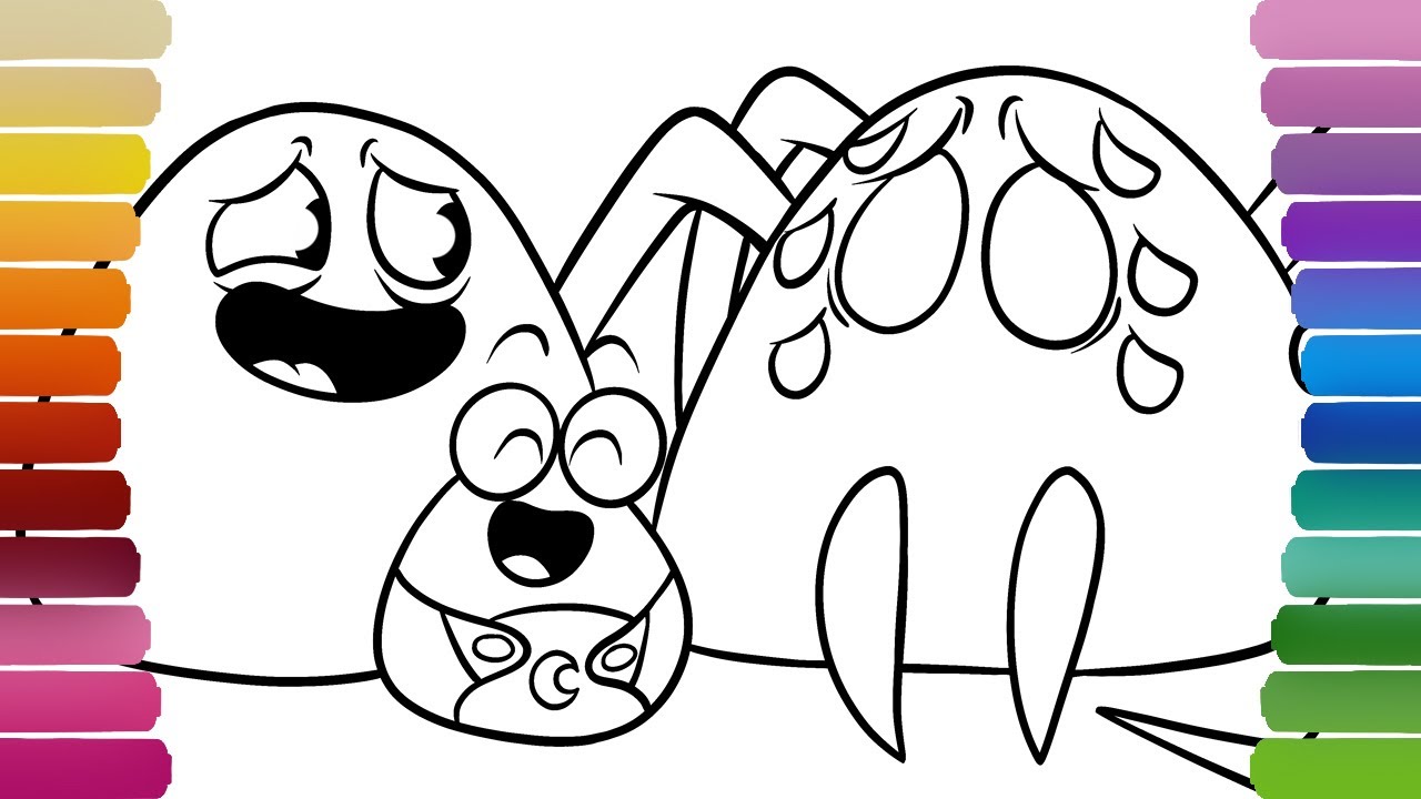 POU & POULINA HAD A BABY Coloring Pages / How to Color SAD POU