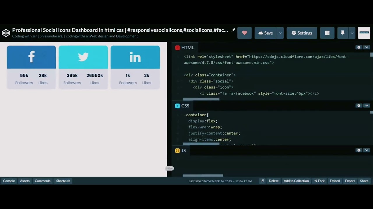 Professional Social Icons Dashboard in html css