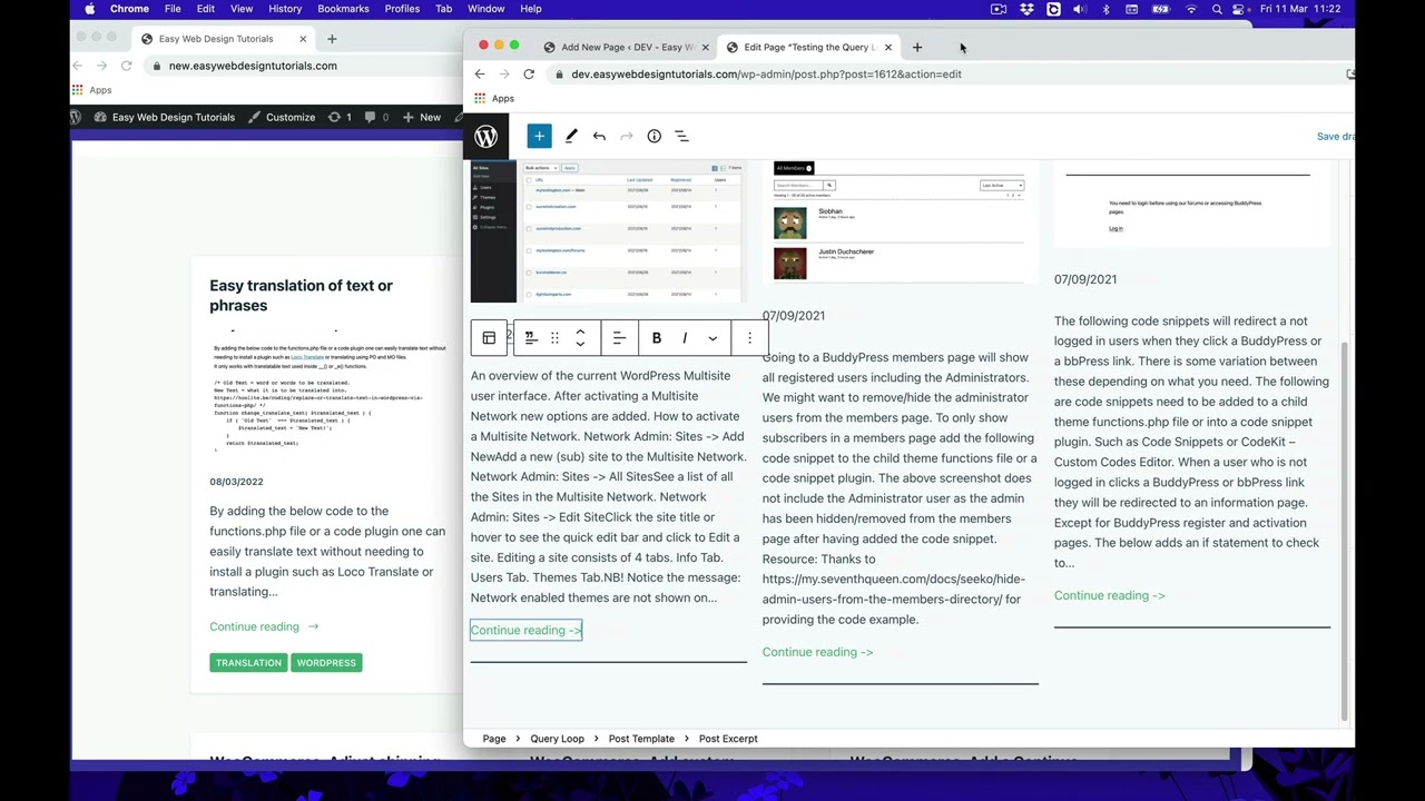 Comparing Blocksy Post Preview to Query Loop Gutenberg block