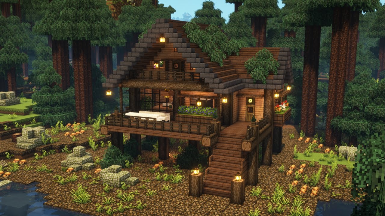 [Minecraft] 🌲🌿 Wooden Cottage Tutorial / Mizuno's 16 Craft Resource Pack