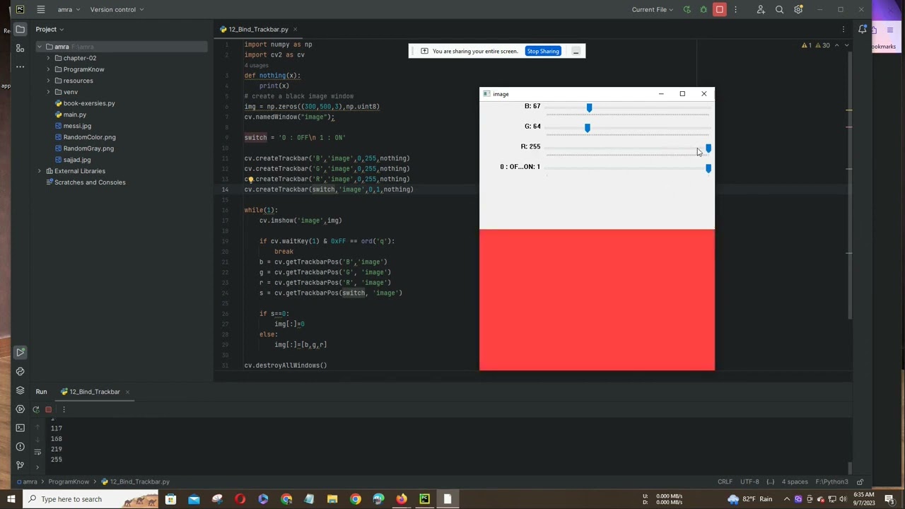 OpenCV Trackbars in Python