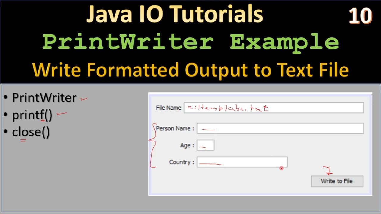 Java IO | Formatted Output  via PrintWriter Example | Java IO Tutorials #10