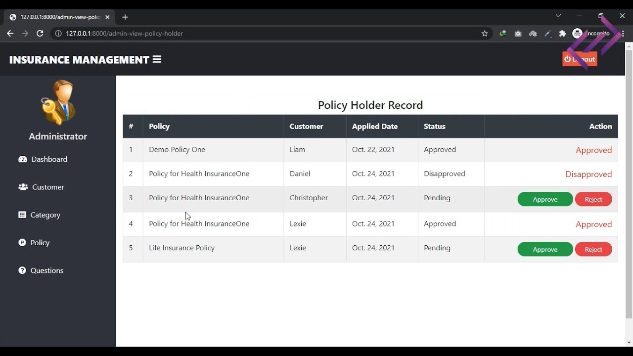 Insurance Management System Project in Django with Source Code - CodeAstro