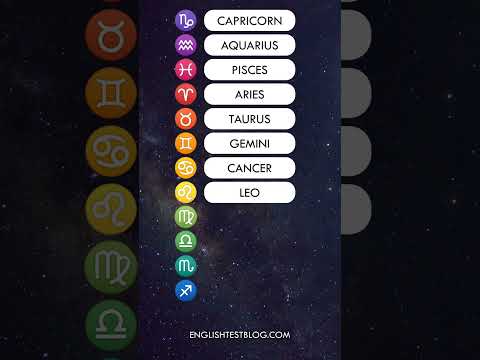 Star signs in English / 12 Zodiac Signs