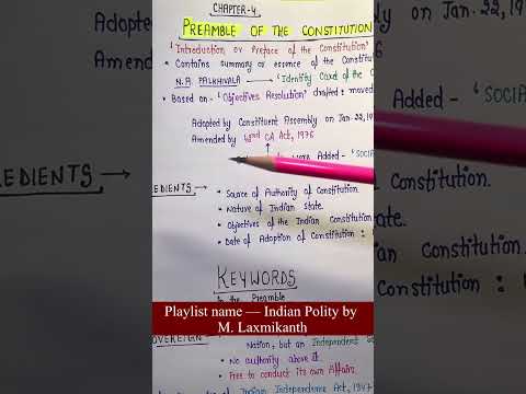 Lec.19 || Chapter-4 Preamble of Indian Constitution|| Polity by M. Laxmikanth || An Aspirant !