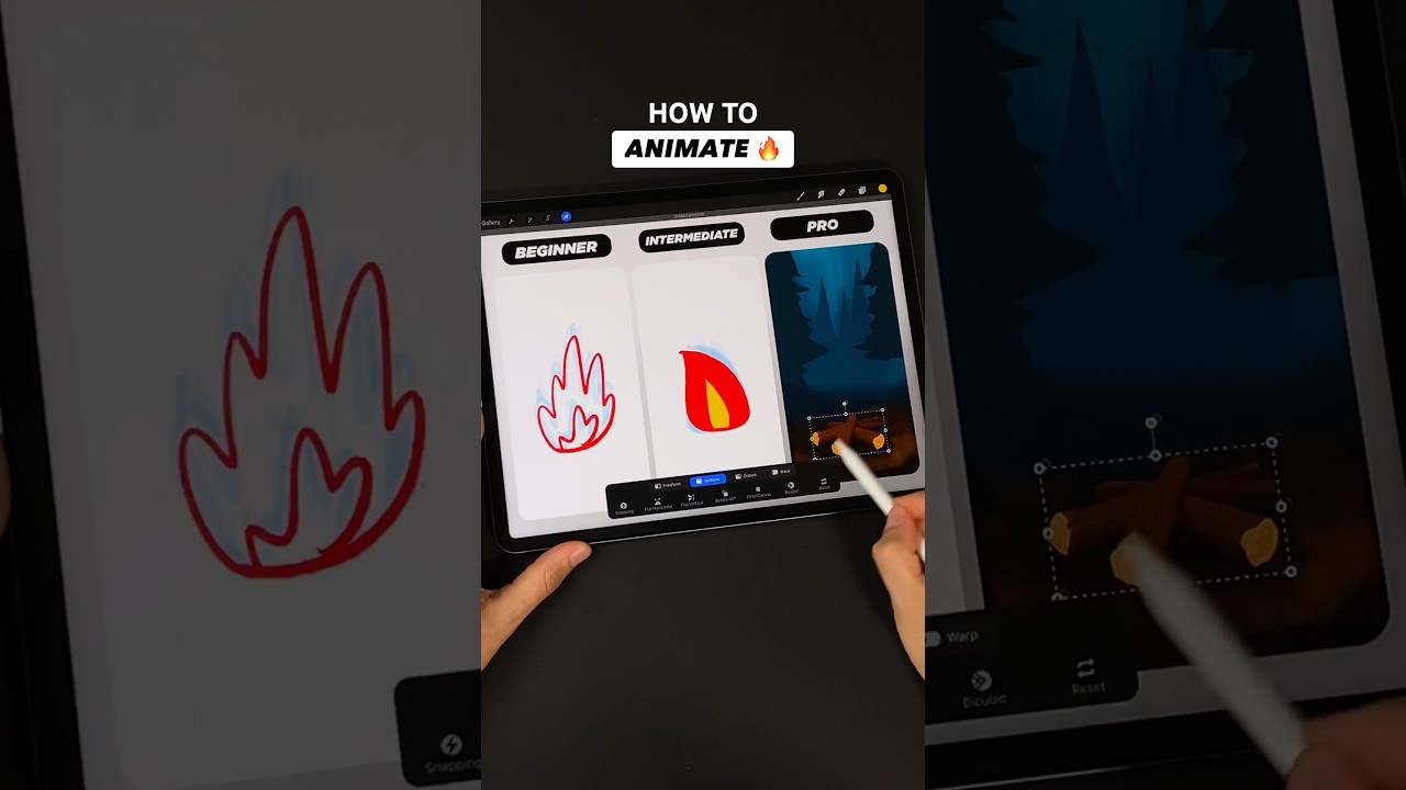 3 levels of animation 🔥 fire tutorial #procreate #animation