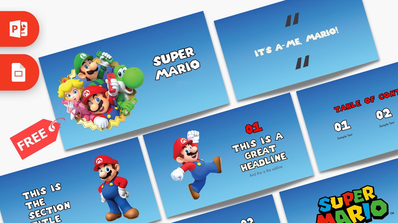 Super Mario PowerPoint Template  & Google Slides Theme by GreatPPT