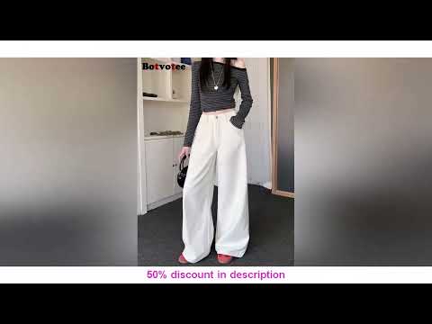 #Botvotee Milk White Baggy Jeans Women Spring Summer 2025 New Korean Fashion Causal Y2k Loose Ove