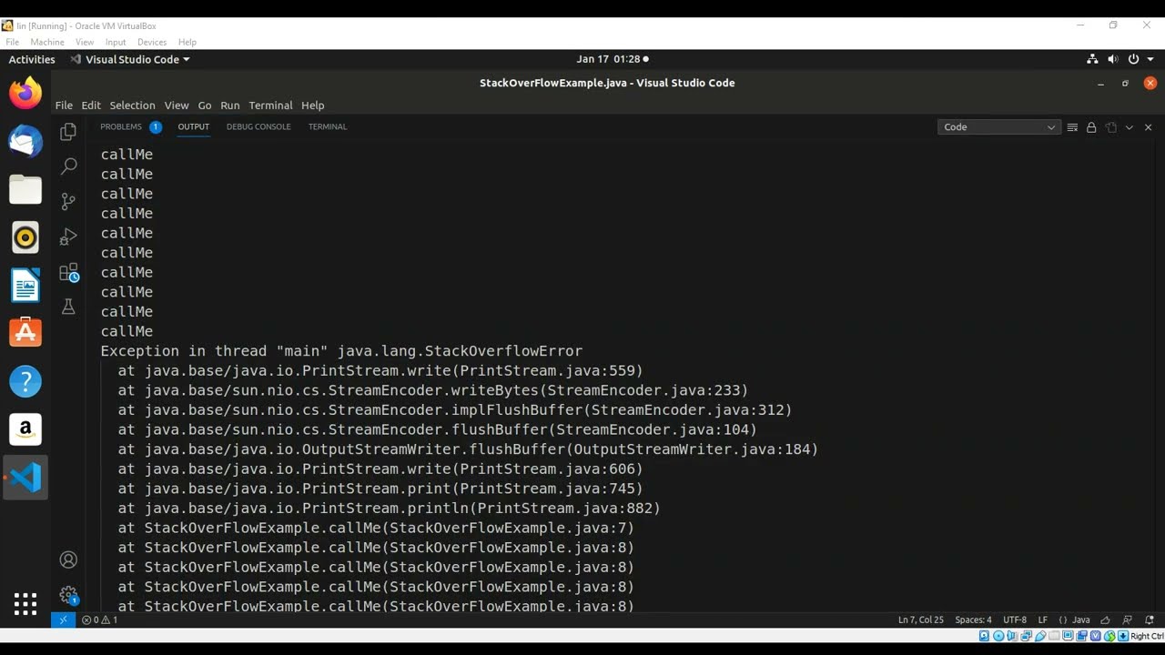 An example of StackOverflowError in Java
