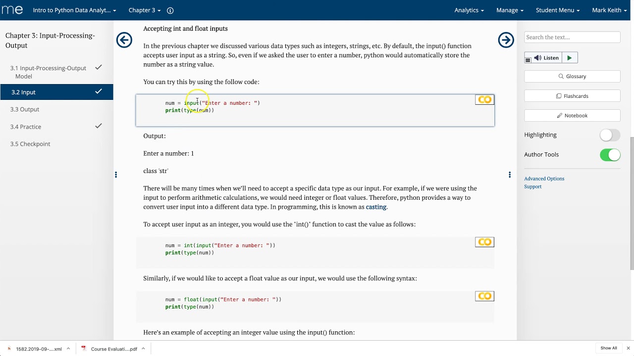 Python: Input function, type function