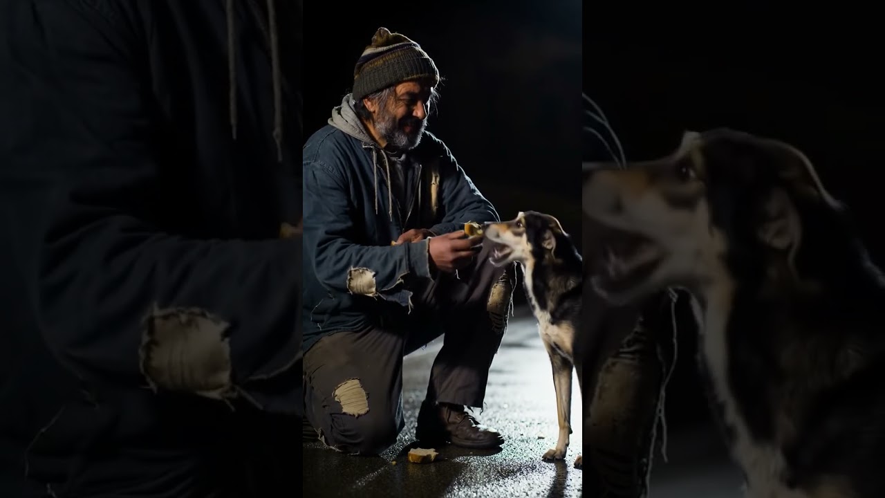 Homeless Man Shares His Last Meal with a Stray Dog… What Happens Next Will Melt Your Heart 🥺🐶