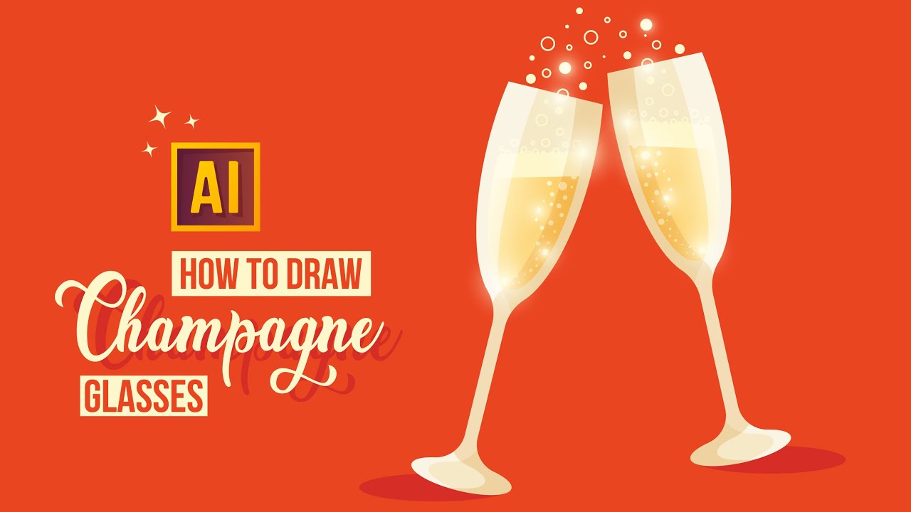 HOW TO DRAW CHAMPAGNE GLASSES | ADOBE ILLUSTRATOR TUTORIAL