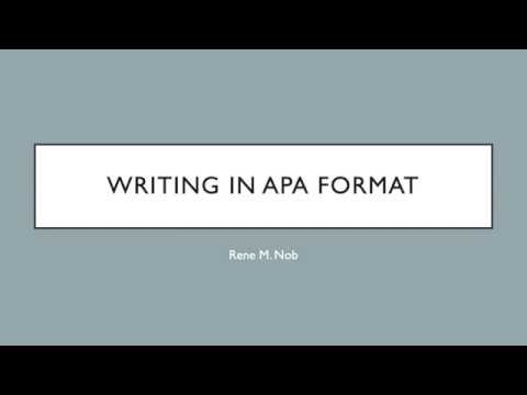 Writing in APA Format
