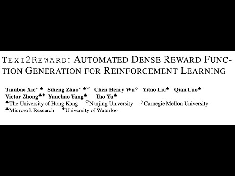 [short] Text2Reward: Automated Dense Reward Function Generation for Reinforcement Learning