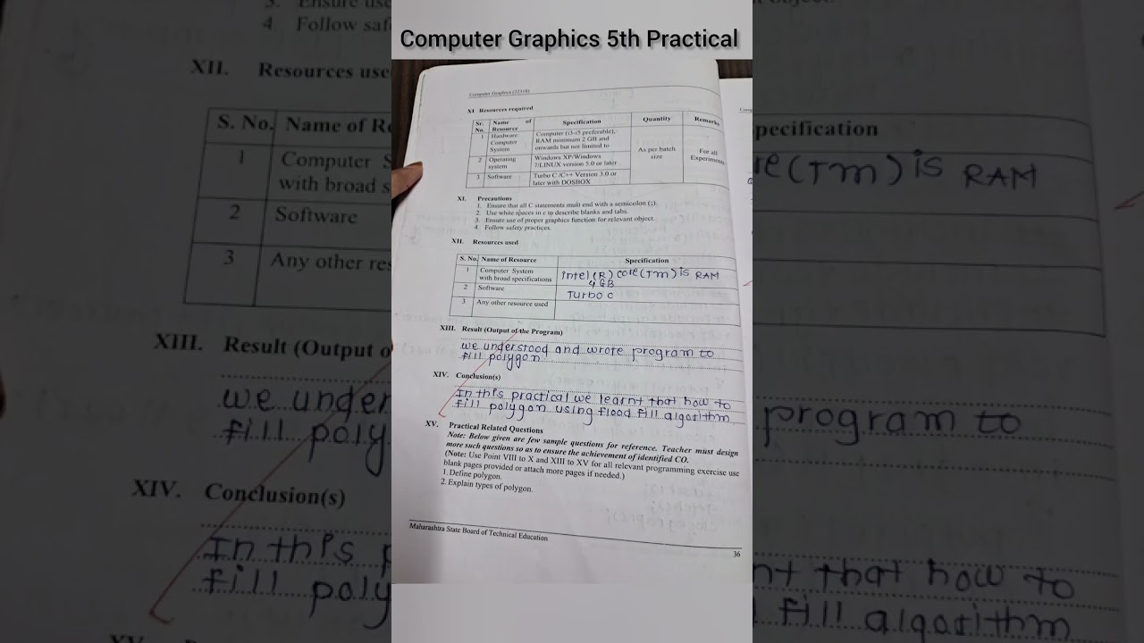 Computer Graphics 5th Practical Lab Manual Writing #shorts