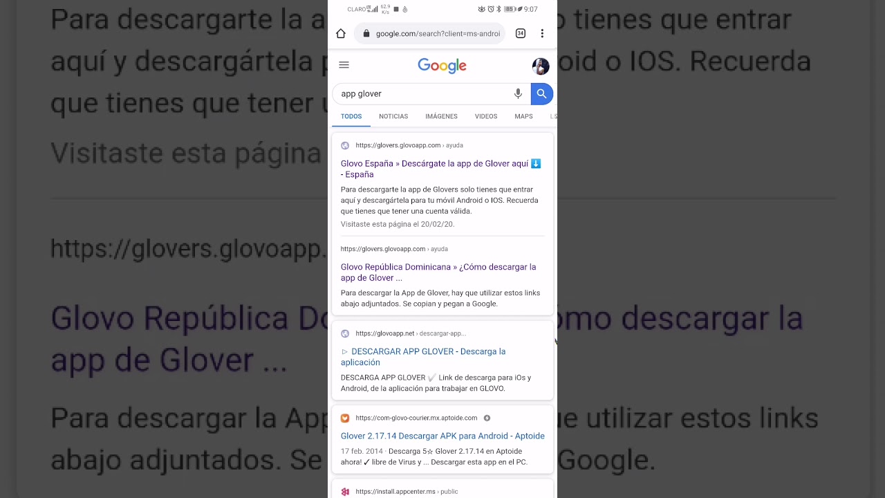 Como descargar la app de glover