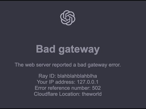 The web server reported to a bad gateway error. Error reference number #502Error