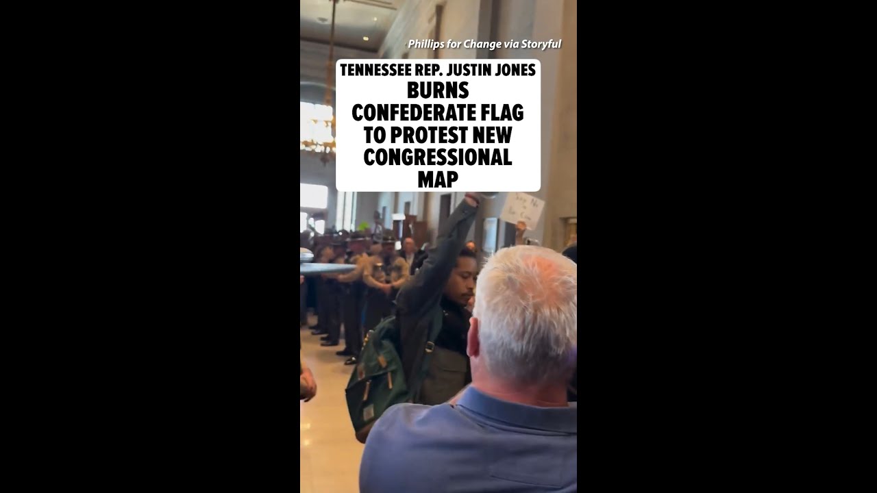 TN State Rep. Justin Jones Burns Confederate Flag to Protest Redistricting