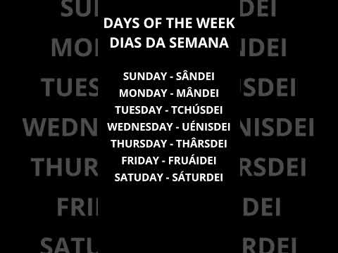 Dias da Semana em Inglês