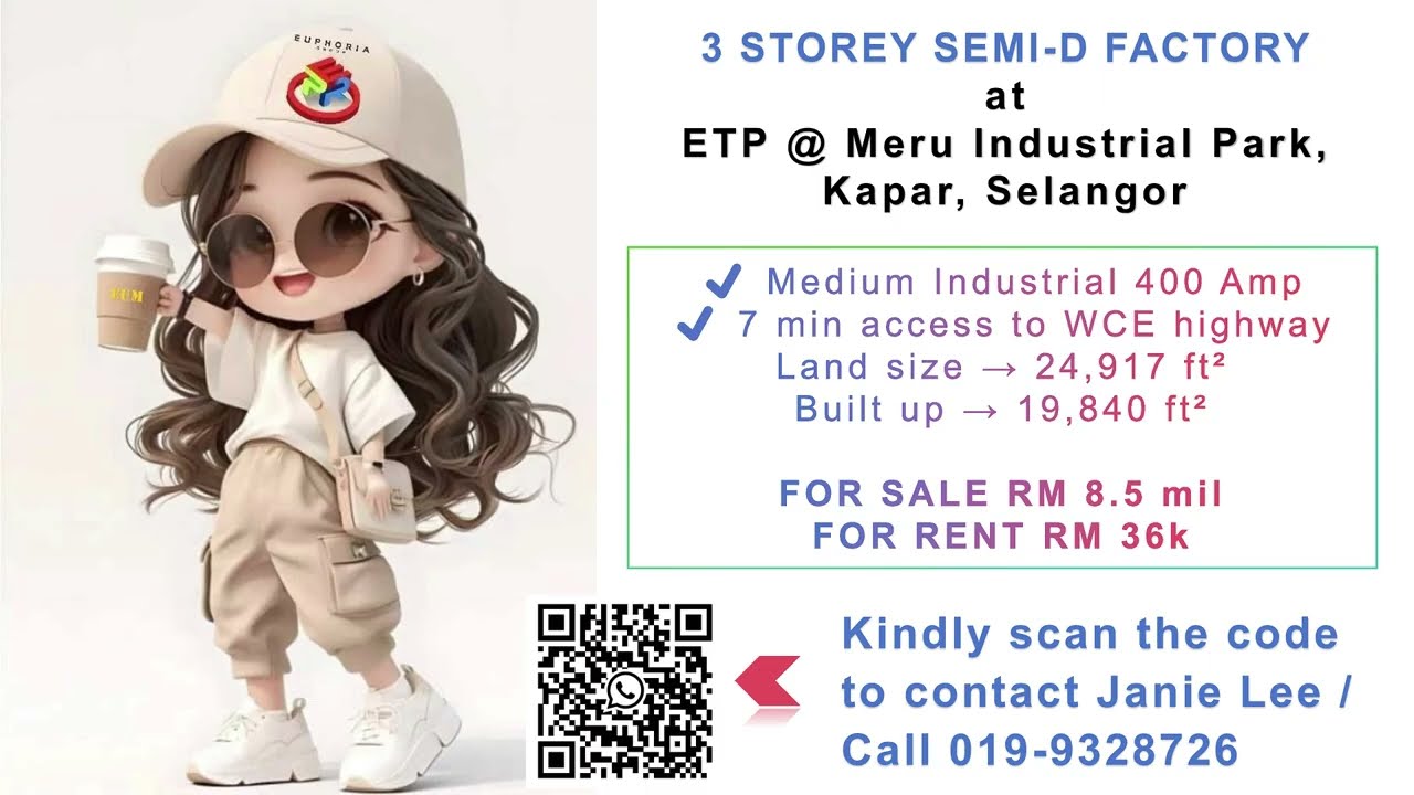 Semi D Factory【 FOR SALE RM 8.5 mil 】& 【 FOR RENT RM 36k 】ETP @ Meru Industrial Park, Kapar Selangor