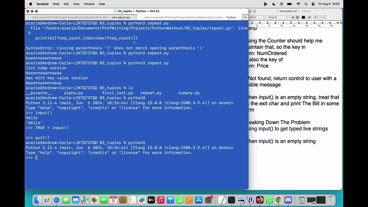 Python Workout 08 Ditionaries - Menu