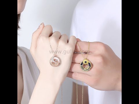 Sun and Moon Matching Couple Necklaces Set by Gullei.com