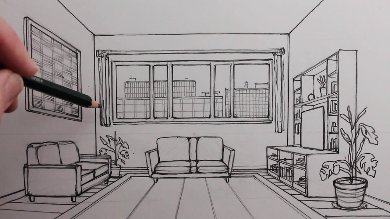 How to Draw a Room using One-Point Perspective for Beginners